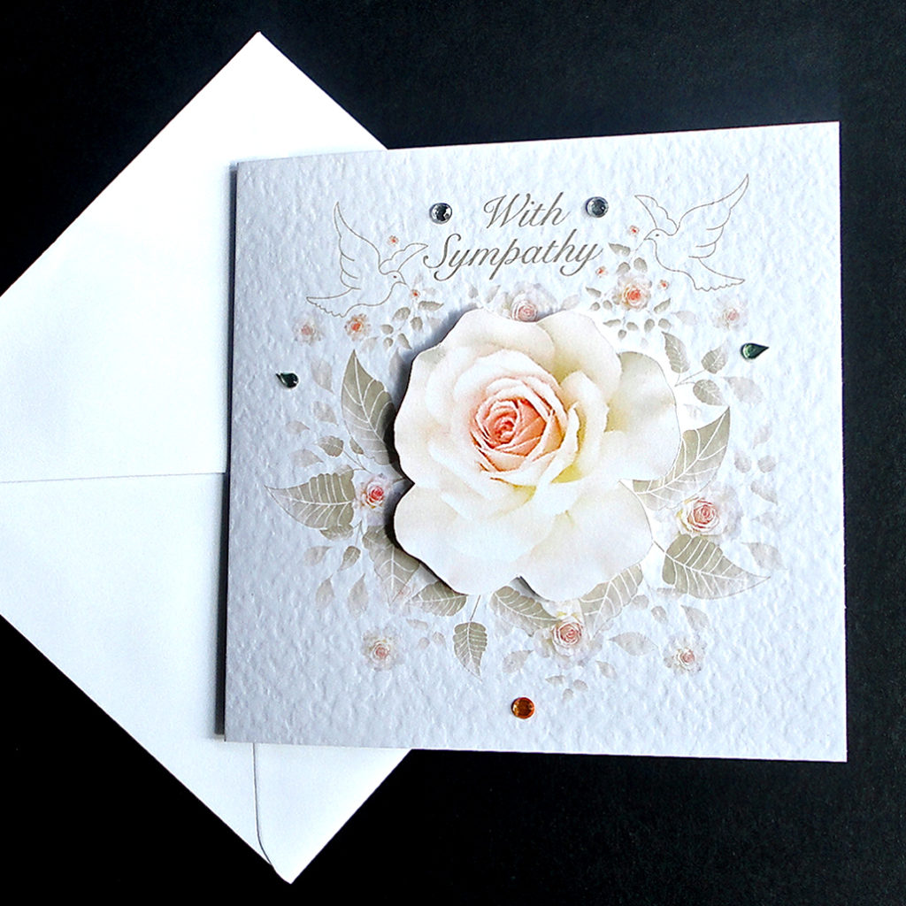 Rose and Doves Sympathy Handmade Card - Decorque Cards