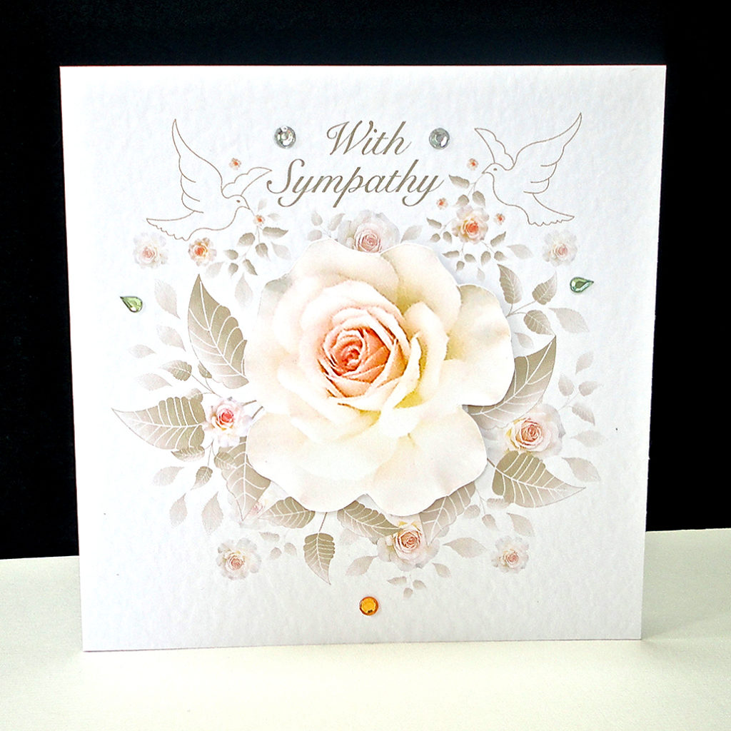 Rose and Doves Sympathy Handmade Card - Decorque Cards