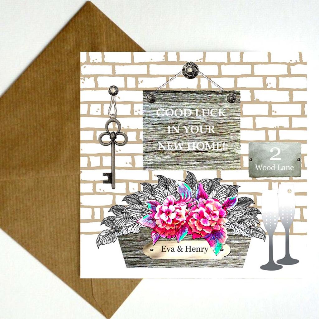 New Home Pink Window Box Handmade Card - Decorque Cards